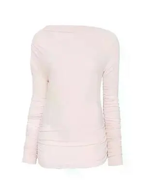 Patrizia Pepe Draped Off-shoulder Top With Ruched Detailing - Pink