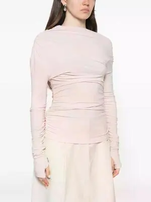 Patrizia Pepe Draped Off-shoulder Top With Ruched Detailing