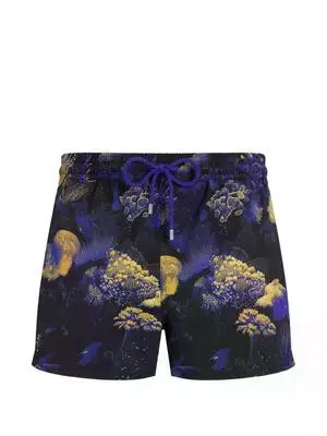 Vilebrequin Coral-print Drawstring Swim Shorts - Black