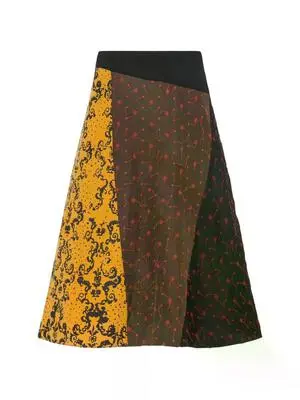 6397 Scraps Patchwork Silk Midi Skirt
