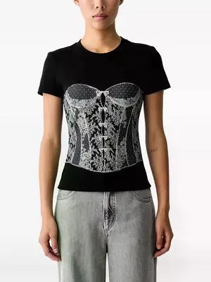 Miss Sixty Corset Print Beaded T-shirt