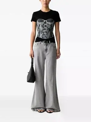 Miss Sixty Corset Print Beaded T-shirt