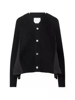 Sacai Pleated-panel Cardigan - Black