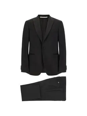 Pal Zileri Satin-lapel Wool Suit - Black