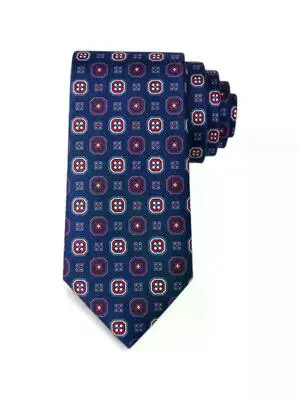 BONA FURTUNA Geometric-print Silk Tie - Blue