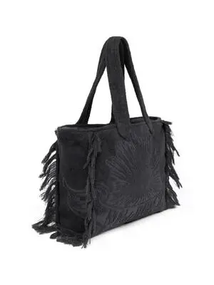 SUN OF A BEACH Terry Fringe Tote Bag
