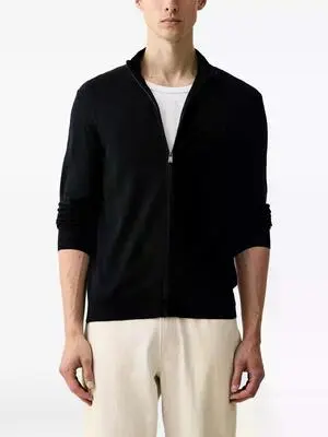 TRUSSARDI Zip-up Logo-embroidered Sweatshirt - Black