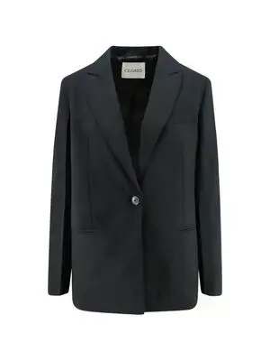 Closed Single-breasted Peak-lapel Blazer - Black