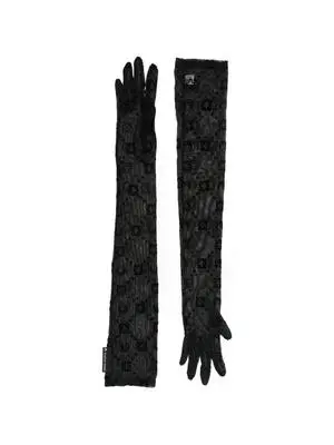 MARINE SERRE Moon-print Mesh Gloves - Black