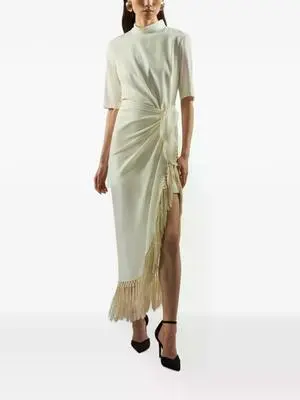 TALLER MARMO Athena Fringe-trimmed Midi Dress