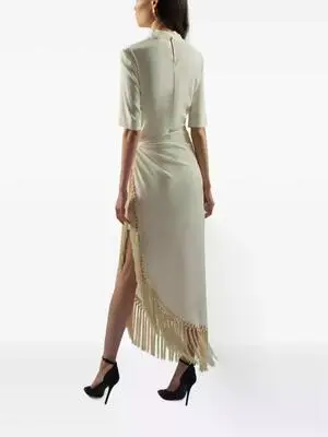 TALLER MARMO Athena Fringe-trimmed Midi Dress