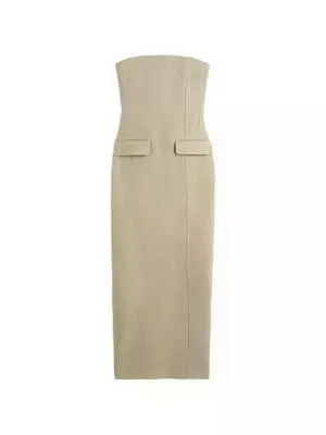 TOTEME Strapless Linen Midi Dress - Neutrals