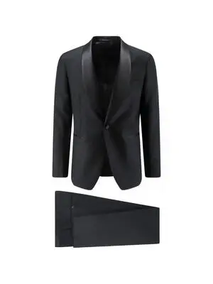 Tagliatore Satin-lapel Virgin Wool Tuxedo - Black