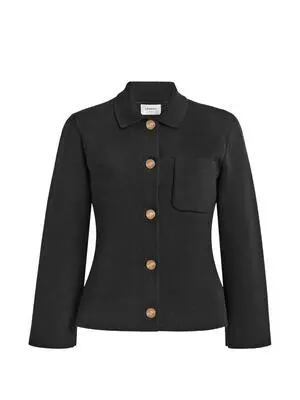 Saint Laurent Wool Polo Cardigan With Cassandre Medallion Buttons - Black