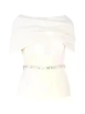 Safiyaa Loura Crystal-embellished Off-shoulder Blouse - White