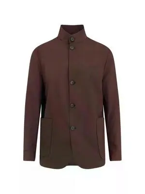HEVO Caslvecchio High-neck Patch-pocket Jacket - Brown