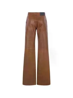 HAIKURE Leather Wide-leg Trousers - Brown