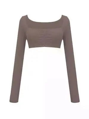 GOD SAVE QUEENS Ruched Cropped T-shirt - Neutrals