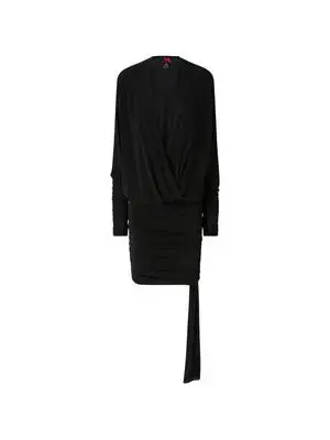 Pinko Mini Dress With Gathering And Ribbon - Black