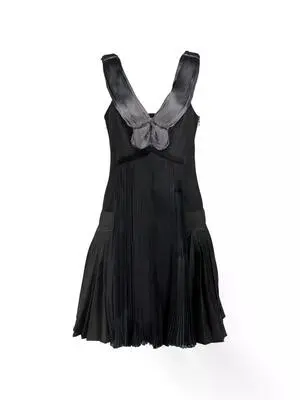 LANVIN 2007 Pleated V-neck Mini Dress