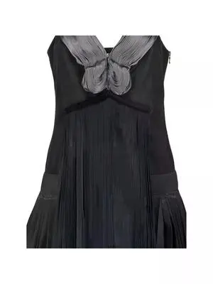 LANVIN 2007 Pleated V-neck Mini Dress