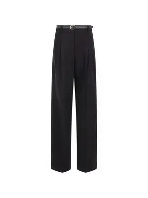 Max Mara Belted Pleated Trousers - Black