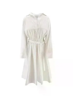 NUDE Elasticated-waist Midi Shirt Dress - Neutrals