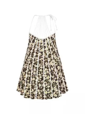 Stella McCartney Sophie Daisy-print Halterneck Mini Dress - Black