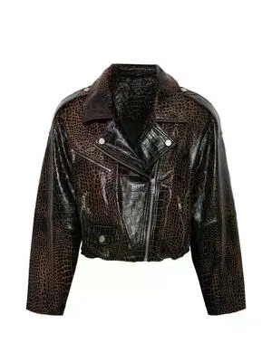 GESTUZ Cesi Crocodile-effect Jacket - Brown