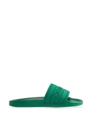 Casablanca Logo-embossed Slides - Green
