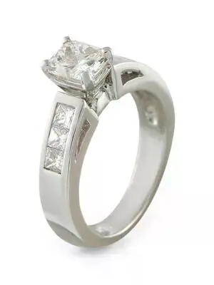 LB EXCLUSIVE 14k White Gold Radiant-cut Diamond Ring With Princess-cut Diamonds