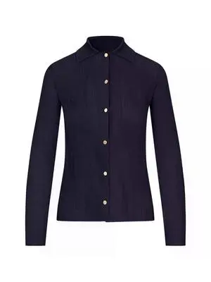 Max Mara Ribbed-knit Button-down Cardigan - Blue