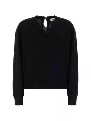 LANVIN Bow-detail V-neck Sweater - Black