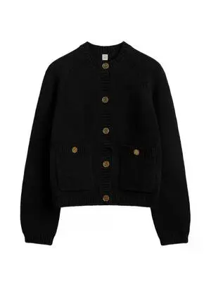 TOTEME Hammered Button Cotton Cardigan - Black