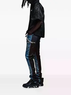 GUAPI Checkerboard-print Panelled Jeans