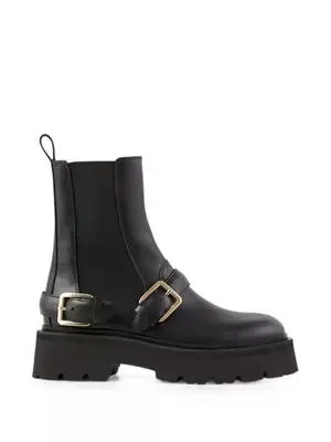 Sandro Buckled Glossed-leather Chelsea Boots - Black