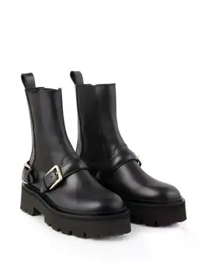 Sandro Buckled Glossed-leather Chelsea Boots