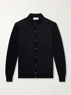 LARDINI Fresco Wool Cardigan - Black