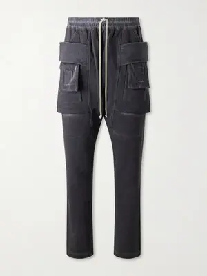 Rick Owens Creatch Straight-leg Cotton-blend Jersey Cargo Sweatpants - Gray