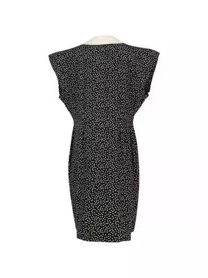 Saint Laurent Polka-dot-print Notched-lapel Mini Dress - Black