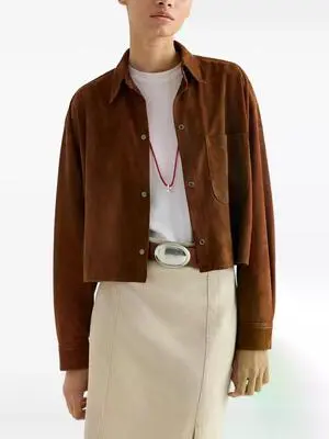 TWP Little Big Joe Leather Shirt Jacket - Brown