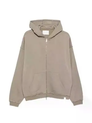 WOC New Haven Raw-edge Zip-up Hoodie - Neutrals