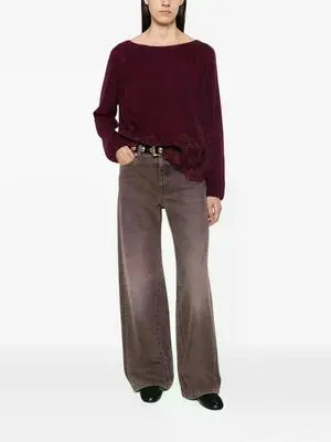 Ermanno Scervino Lace-embellished Boat-neck Sweater - Red
