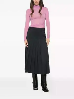 Patrizia Pepe Sheer Draped High Neck Top