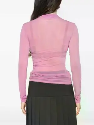 Patrizia Pepe Sheer Draped High Neck Top