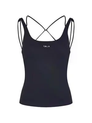 TALA Logo-print Crossover-strap Top - Blue