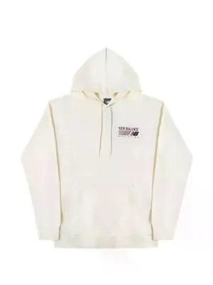 NEW BALANCE Logo-print Fleece Hoodie - Neutrals