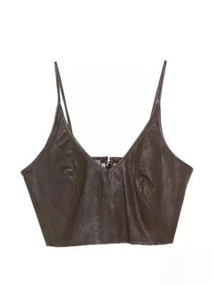 Rick Owens Leather Crop Top - Brown
