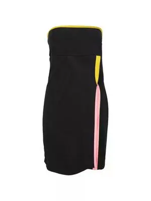 Versace 1997 Mini Strapless Colour-block Dress - Black
