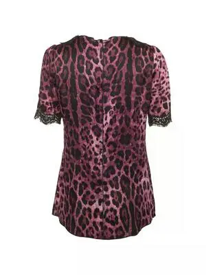 Dolce & Gabbana Leopard-print Lace-trim Top
